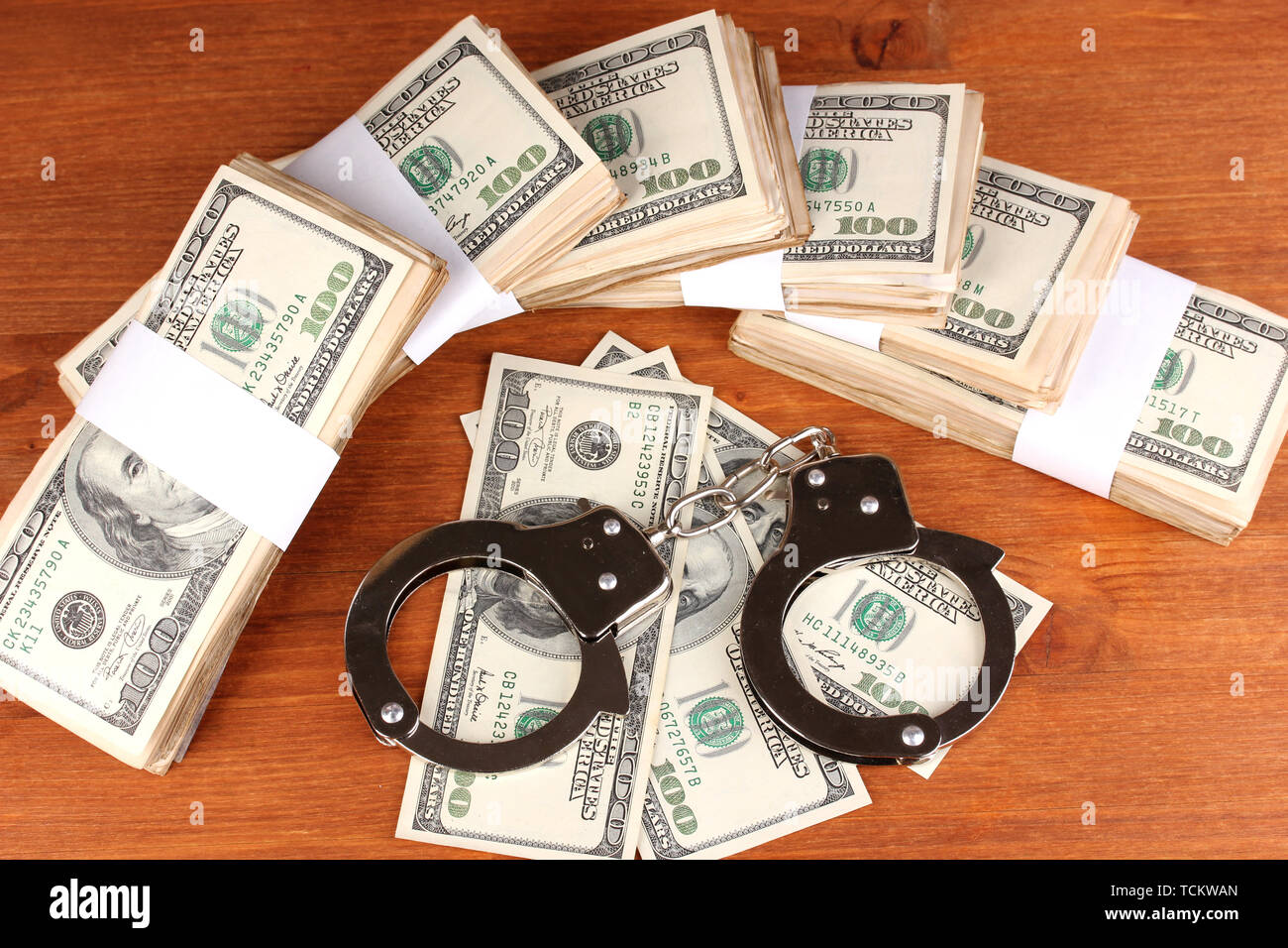 idea of punishment for financial fraud, on wooden background Stock ...