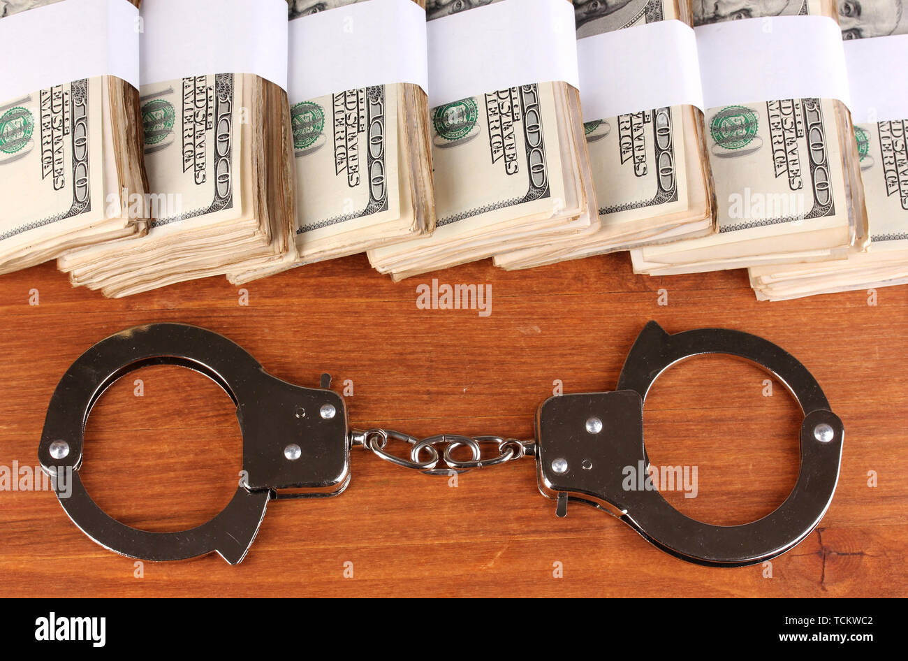 idea of punishment for financial fraud, on wooden background Stock ...