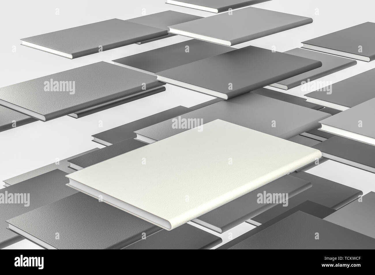 The organized hard cover notebooks, 3d rendering. Computer digital ...