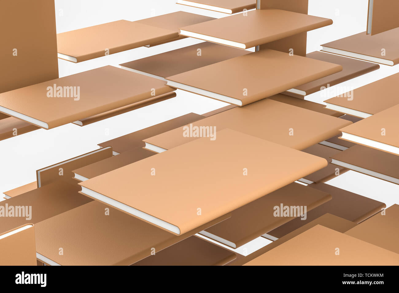 The organized hard cover notebooks, 3d rendering. Computer digital ...