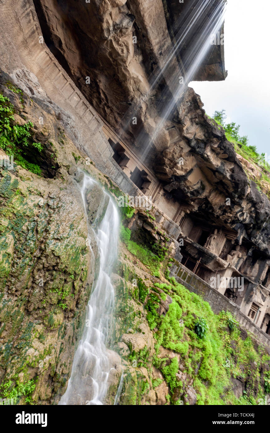 Ellora caves india waterfall hi-res stock photography and images - Alamy