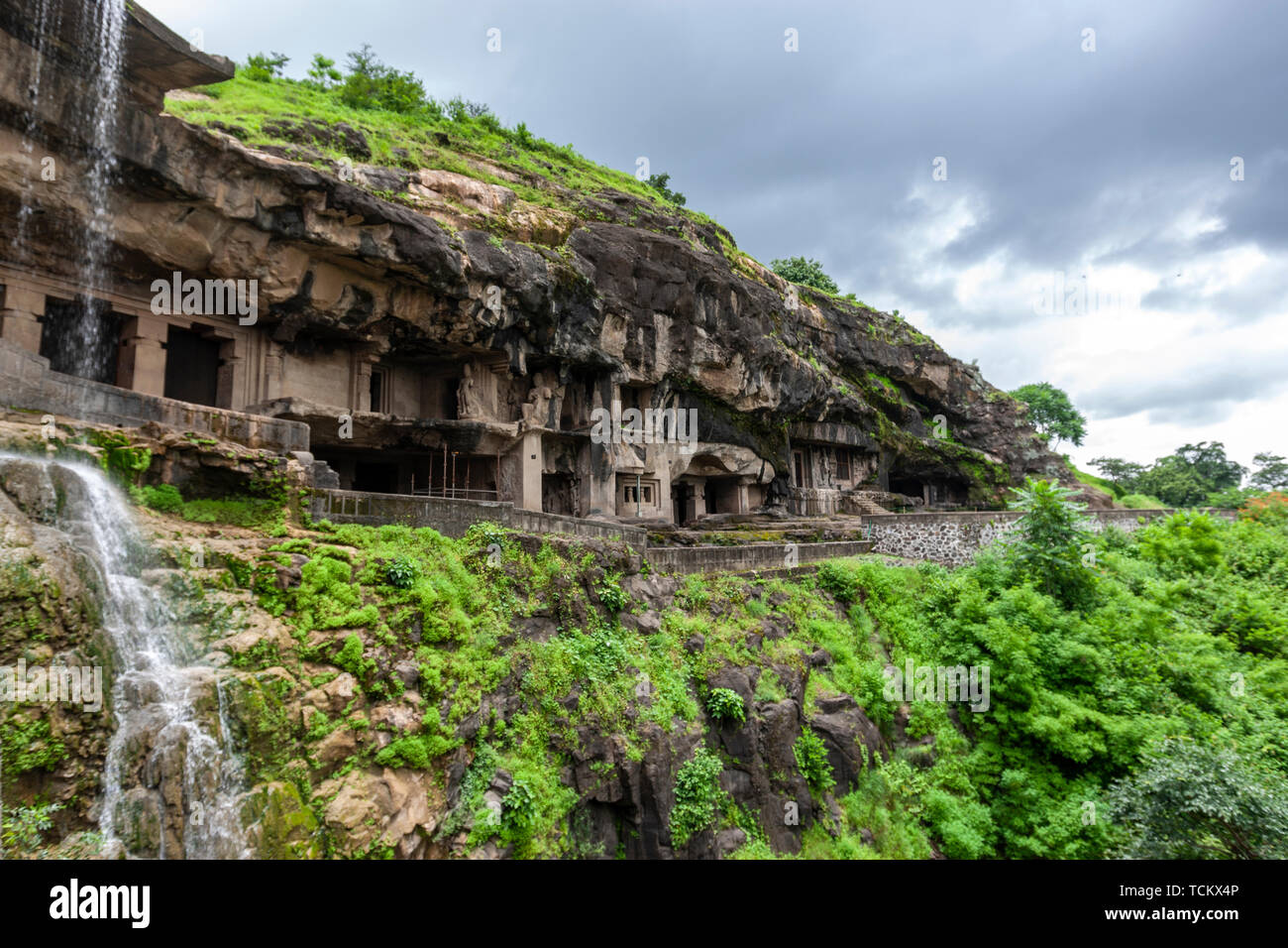 Ellora caves india waterfall hi-res stock photography and images - Alamy