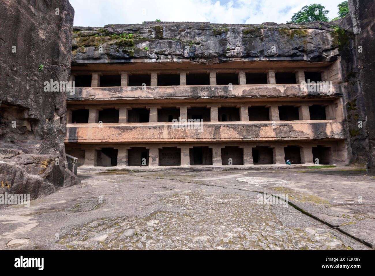 Cave 12, three-storied Mahayana monastery caves with idols, Ellora ...