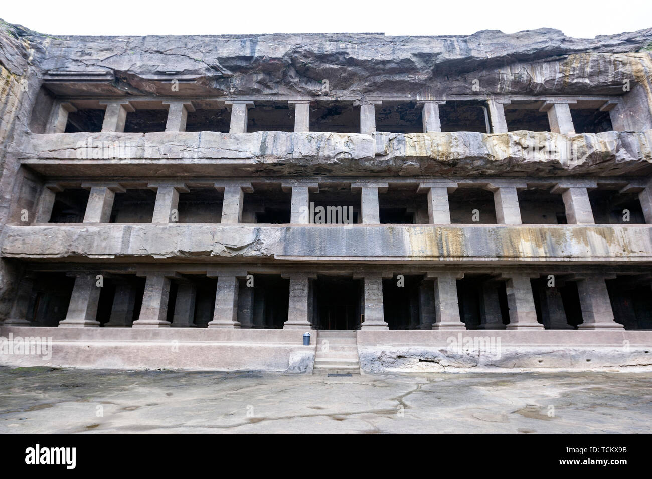 Cave 12, three-storied Mahayana monastery caves with idols, Ellora ...
