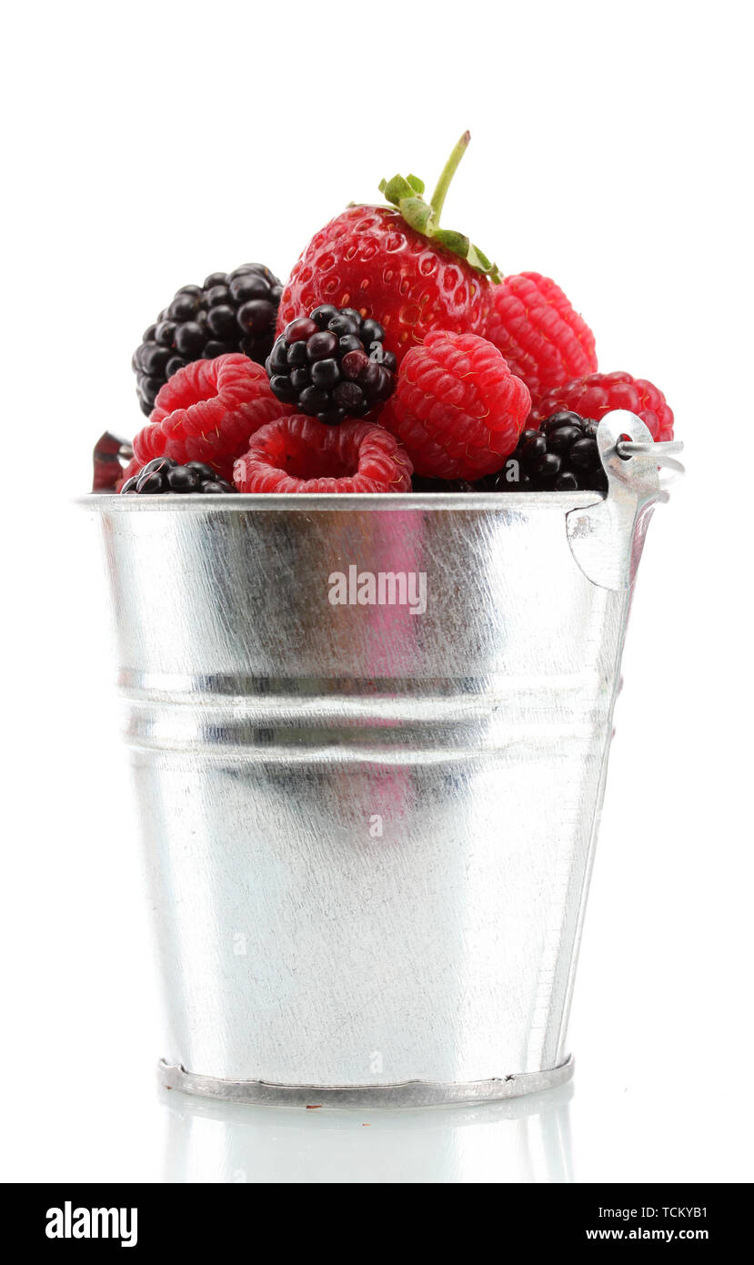beautiful berries in bucket isolated on white Stock Photo - Alamy