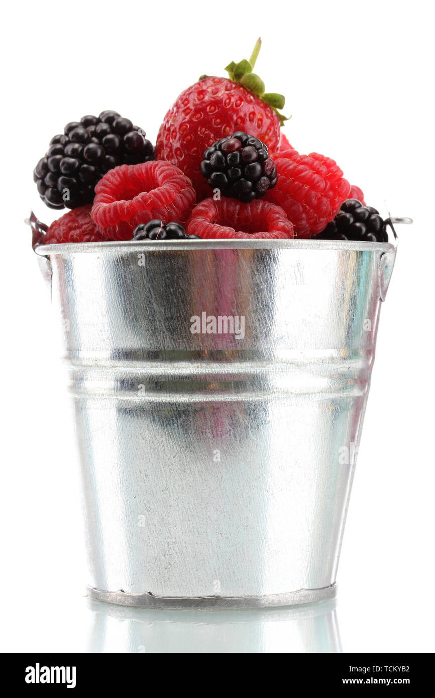 beautiful berries in bucket isolated on white Stock Photo - Alamy