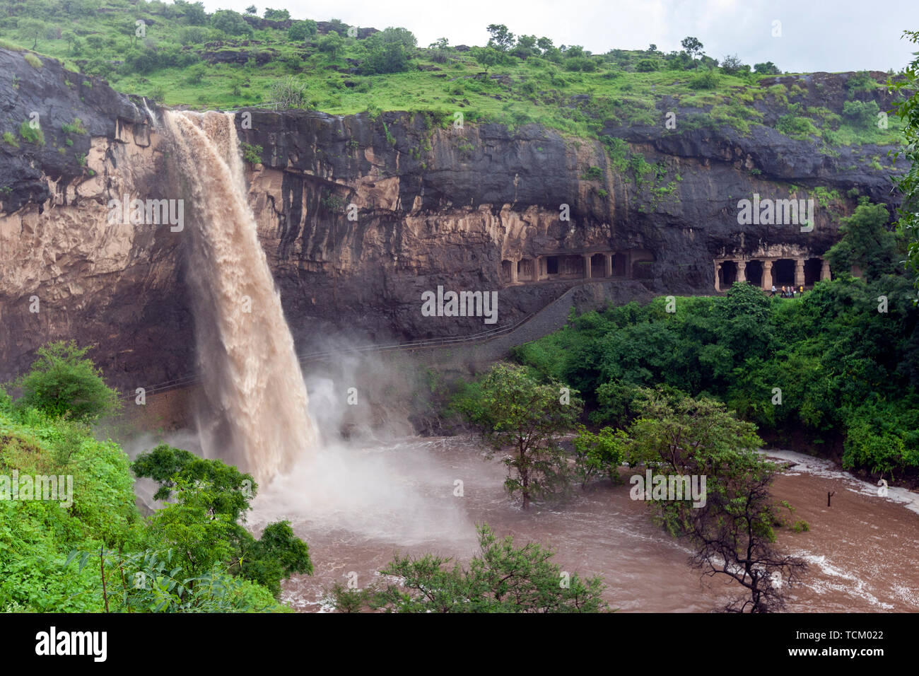 Ellora caves india waterfall hi-res stock photography and images - Alamy