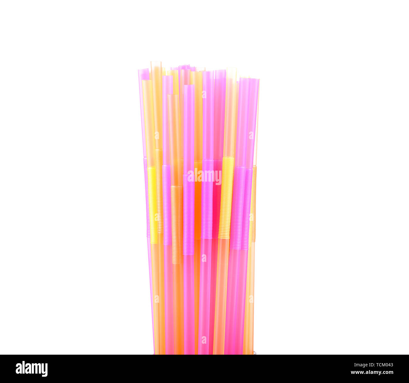 Colored plastic drinking straws on a white background Stock Photo - Alamy