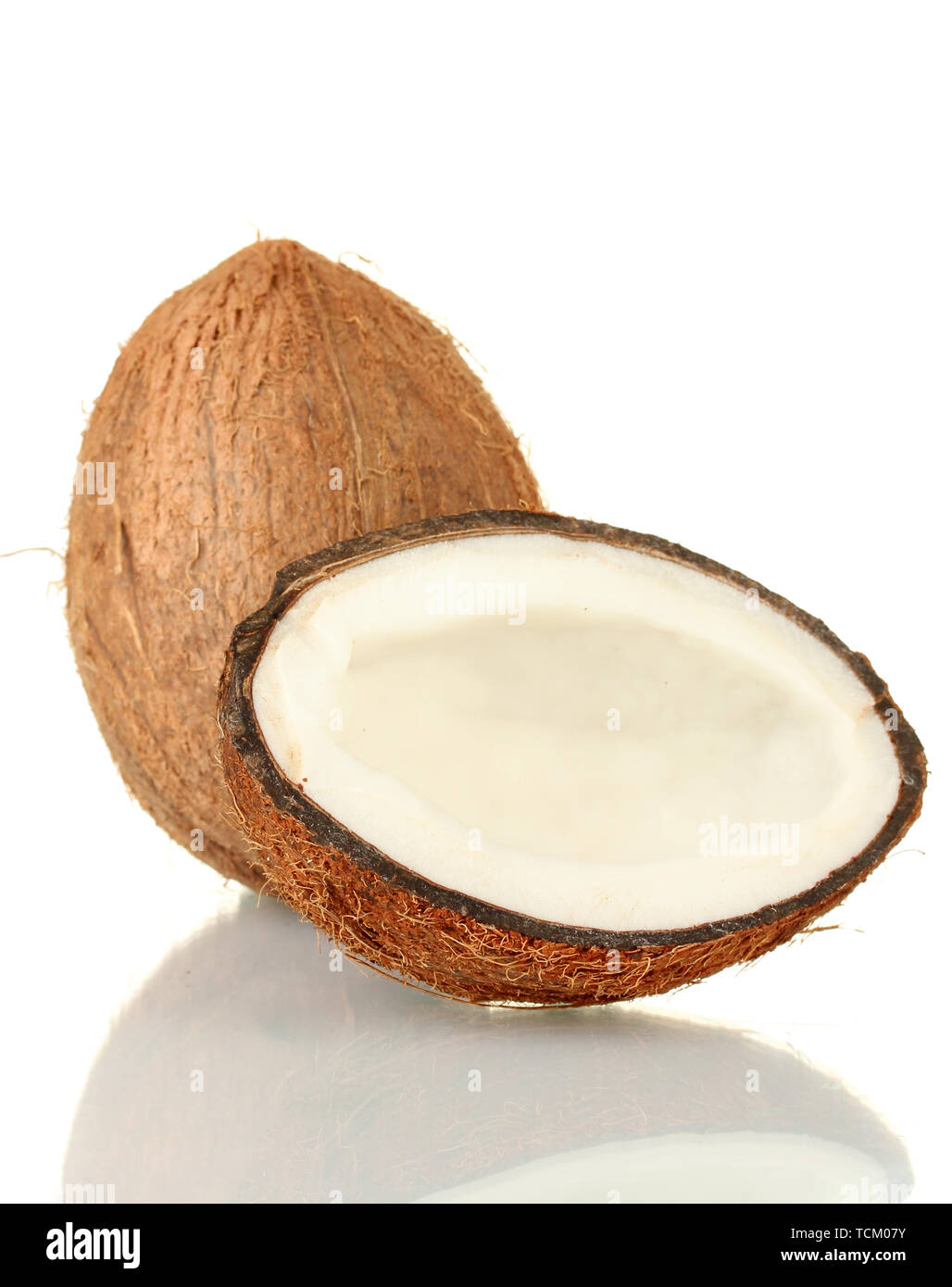 coconut with half coconut isolated on white background close-up Stock ...