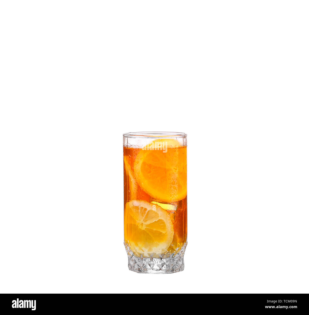 Amber cocktail in a glass isolated on a white background Stock Photo ...