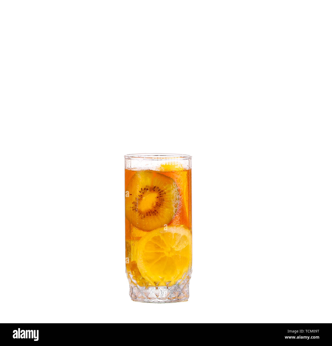 Amber cocktail in a glass isolated on a white background Stock Photo ...