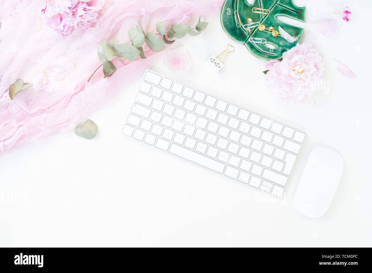 Top view home office workspace Stock Photo - Alamy