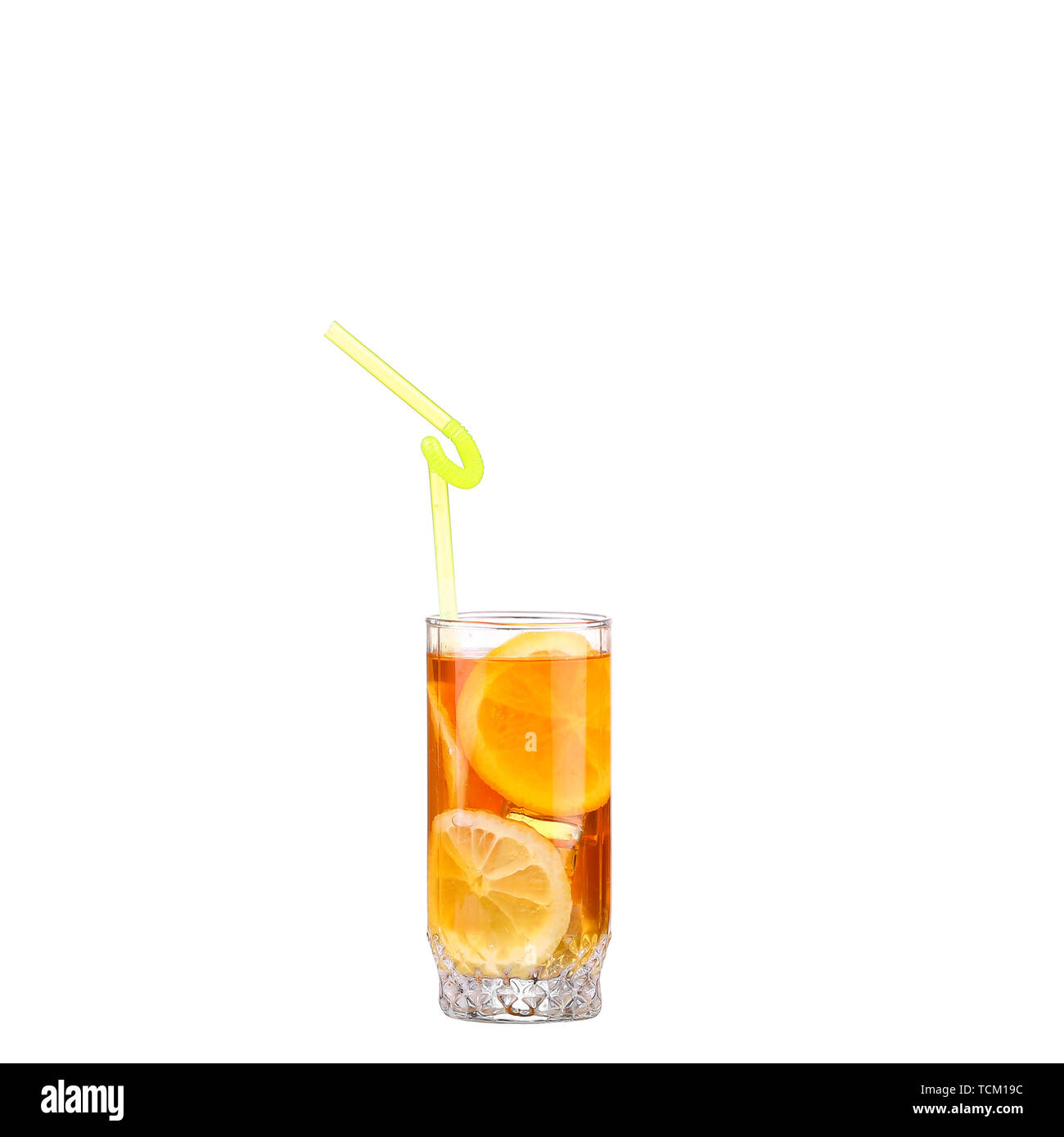 Amber cocktail in a glass isolated on a white background Stock Photo ...