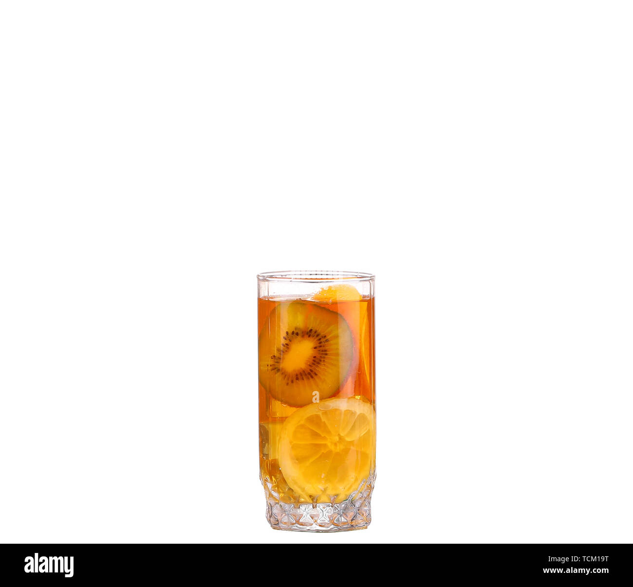 Amber cocktail in a glass isolated on a white background Stock Photo ...