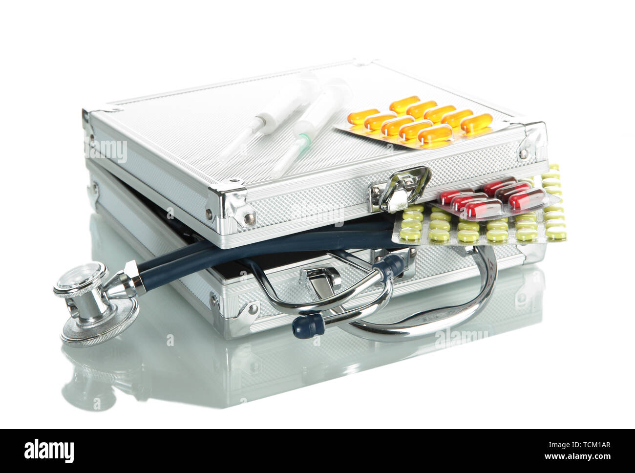 First aid box, isolated on white Stock Photo - Alamy