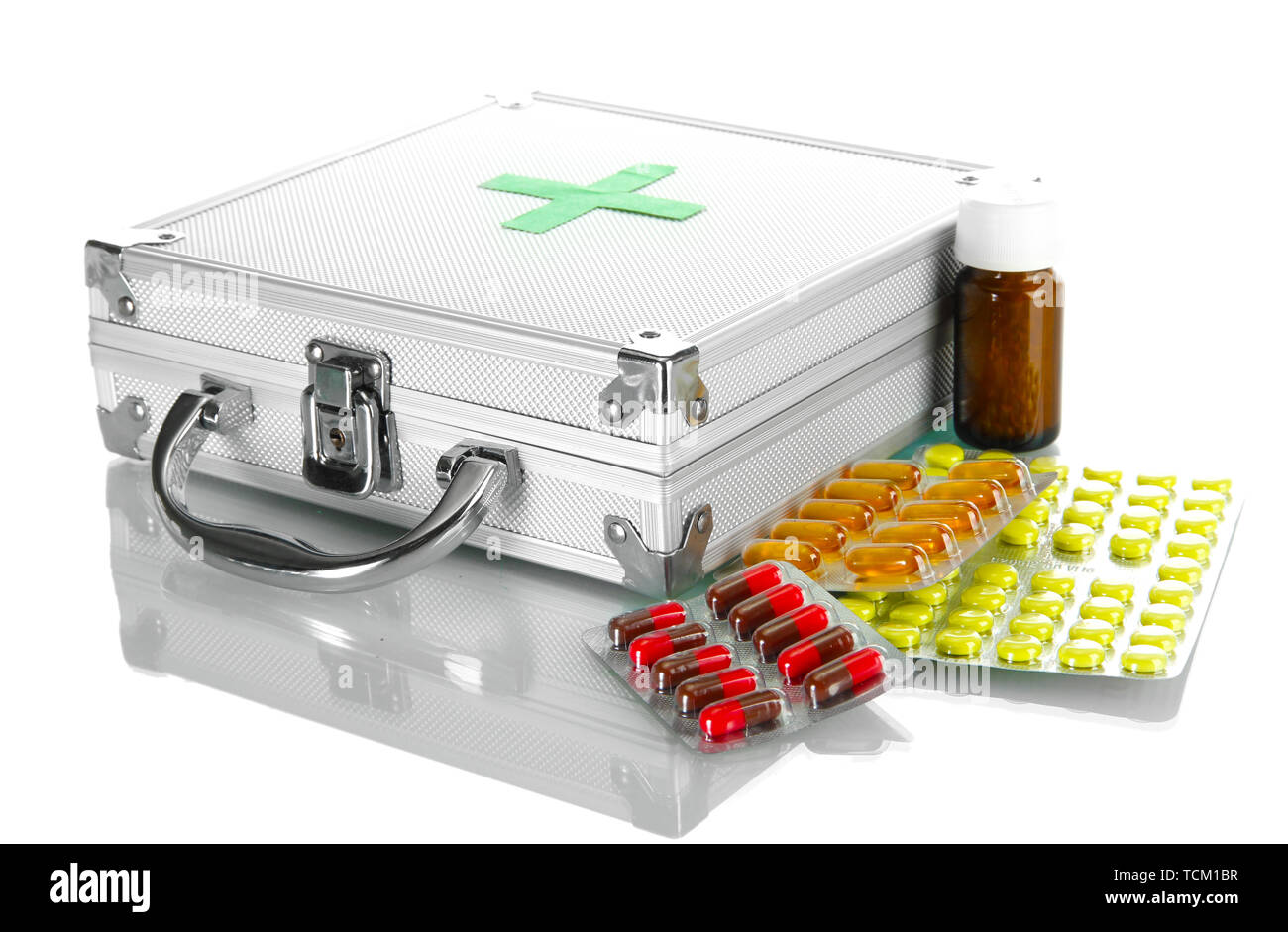 First aid box, isolated on white Stock Photo - Alamy