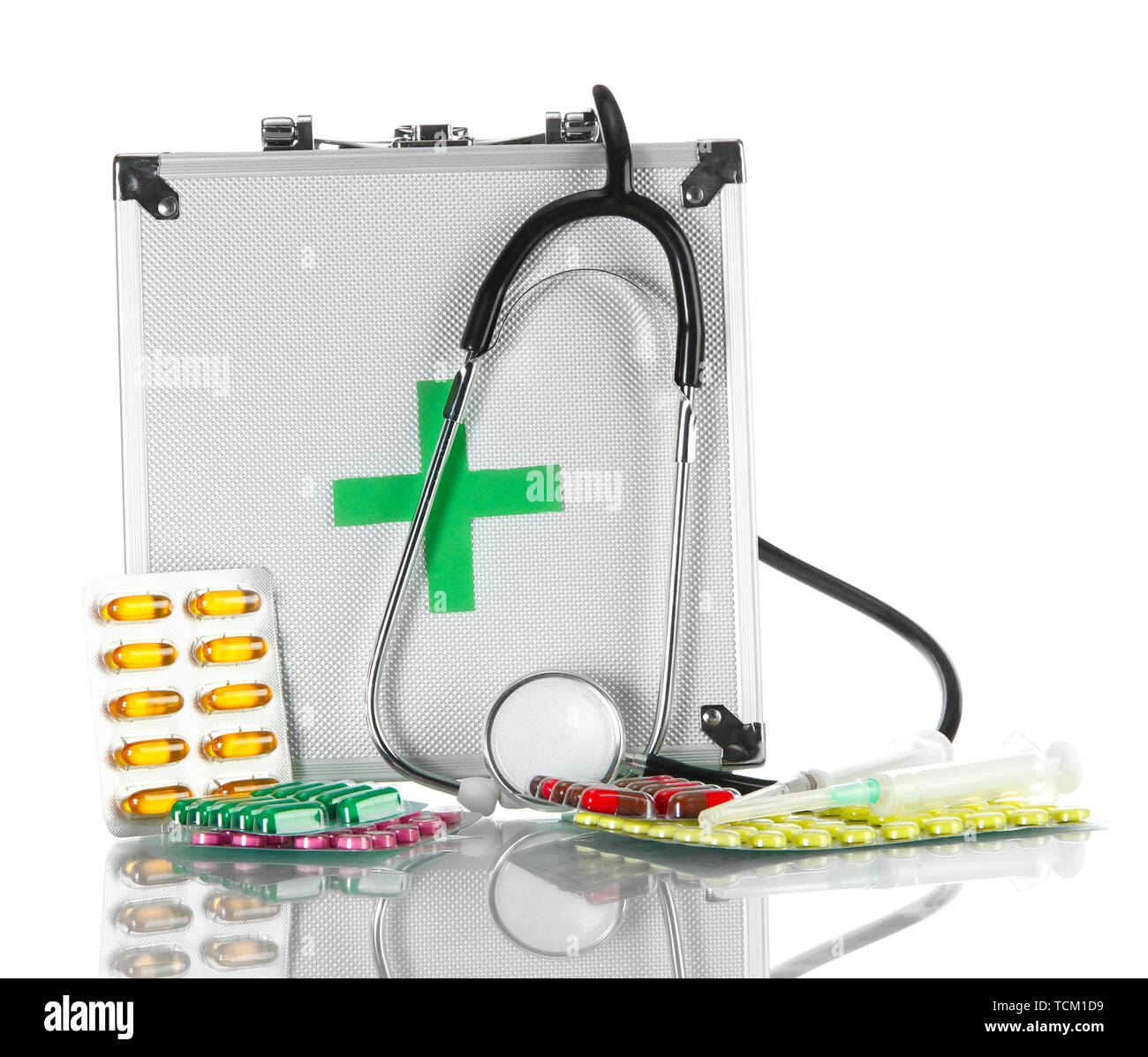 First aid box, isolated on white Stock Photo - Alamy