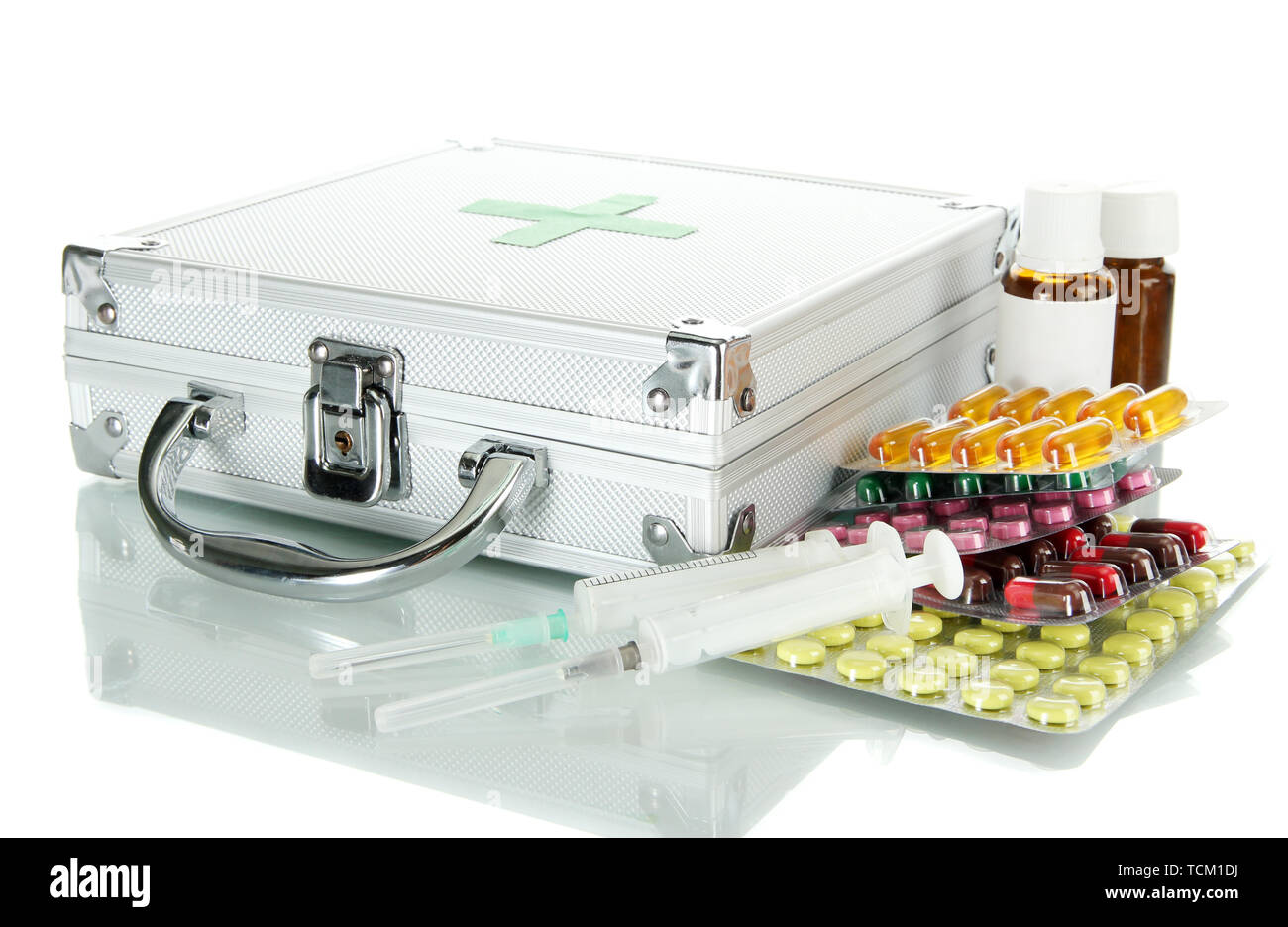 First aid box, isolated on white Stock Photo - Alamy