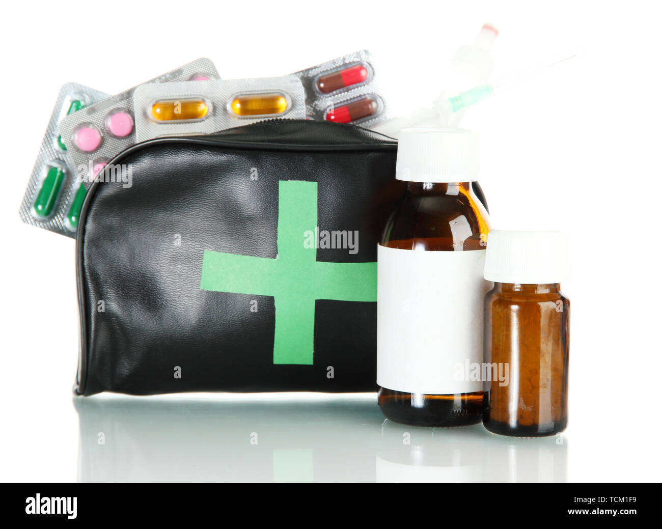 First aid bag, isolated on white Stock Photo - Alamy