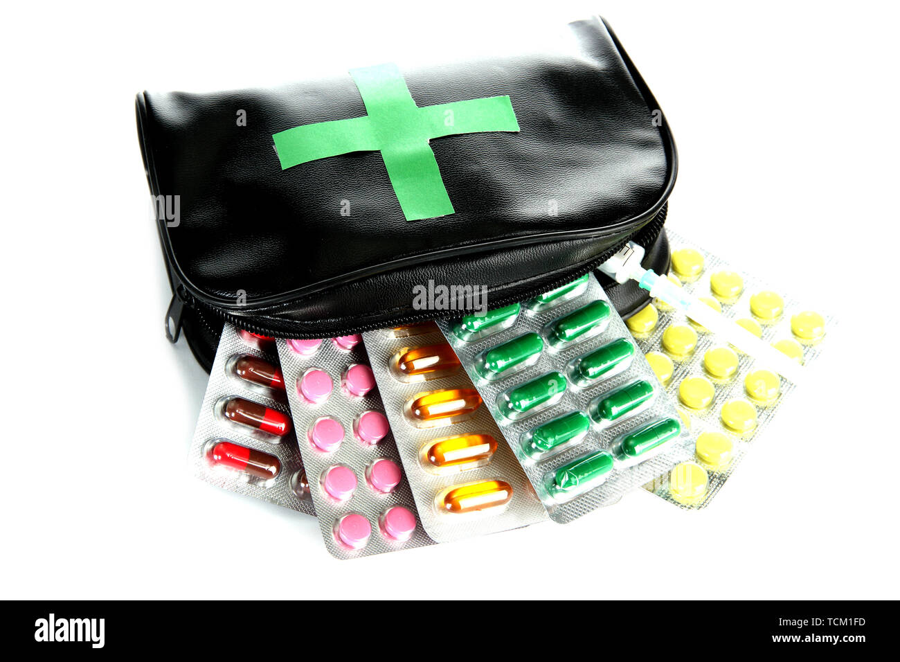 First aid bag, isolated on white Stock Photo - Alamy