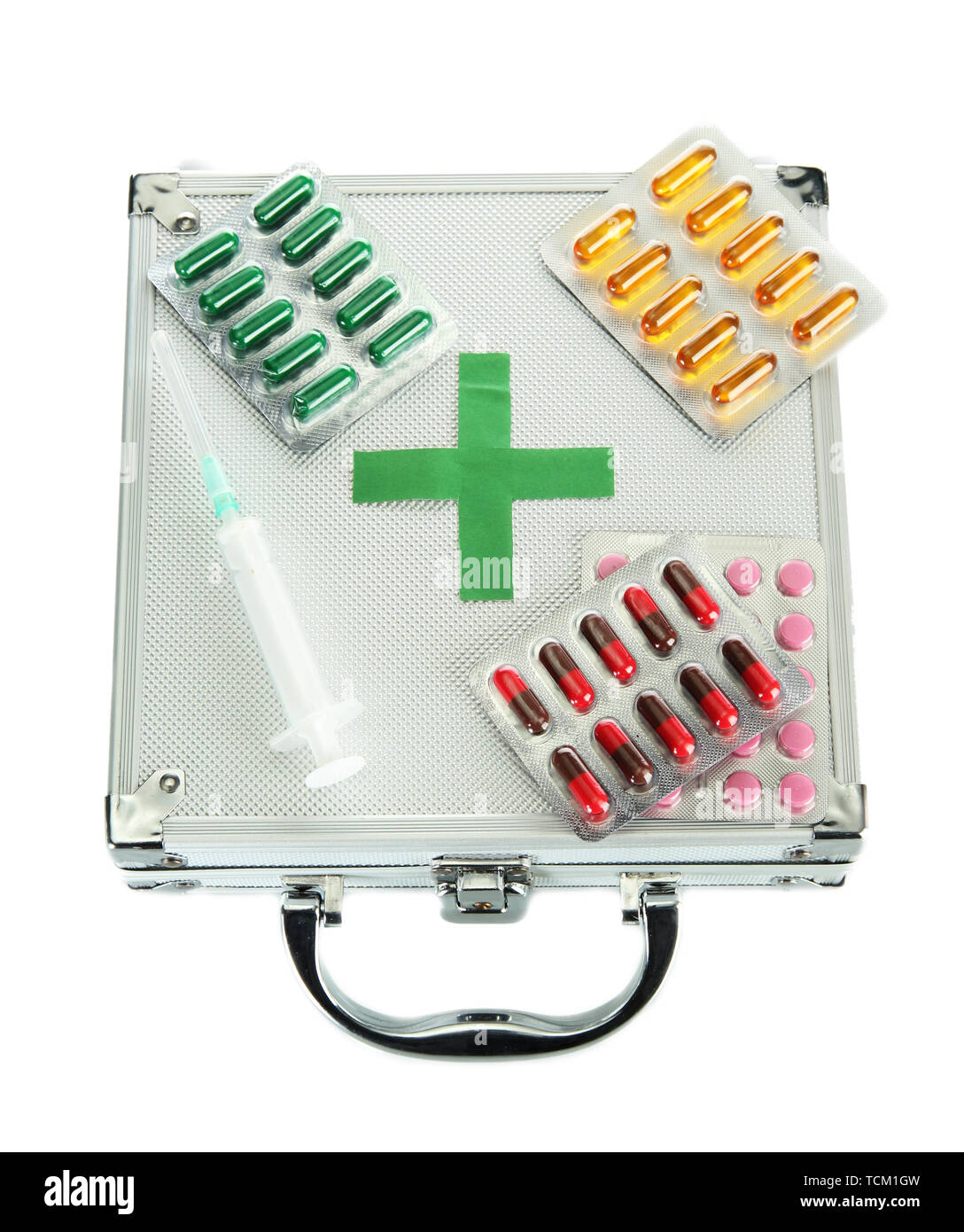 First aid box, isolated on white Stock Photo - Alamy