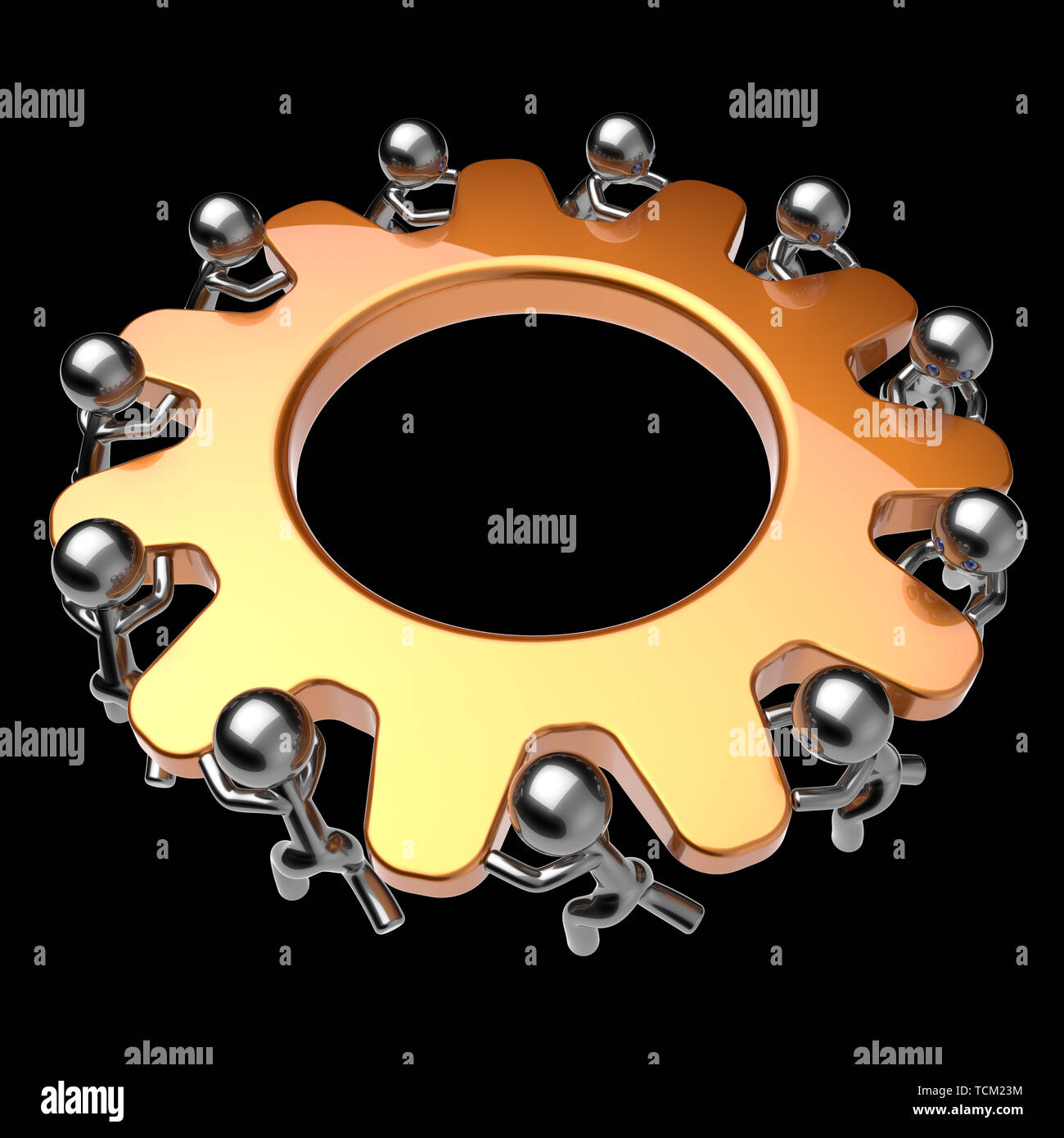 Gear wheel men characters teamwork partnership gearwheel business ...