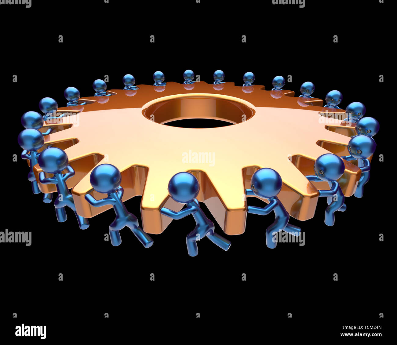 Teamwork partnership gear wheel cogwheel business process team work men ...