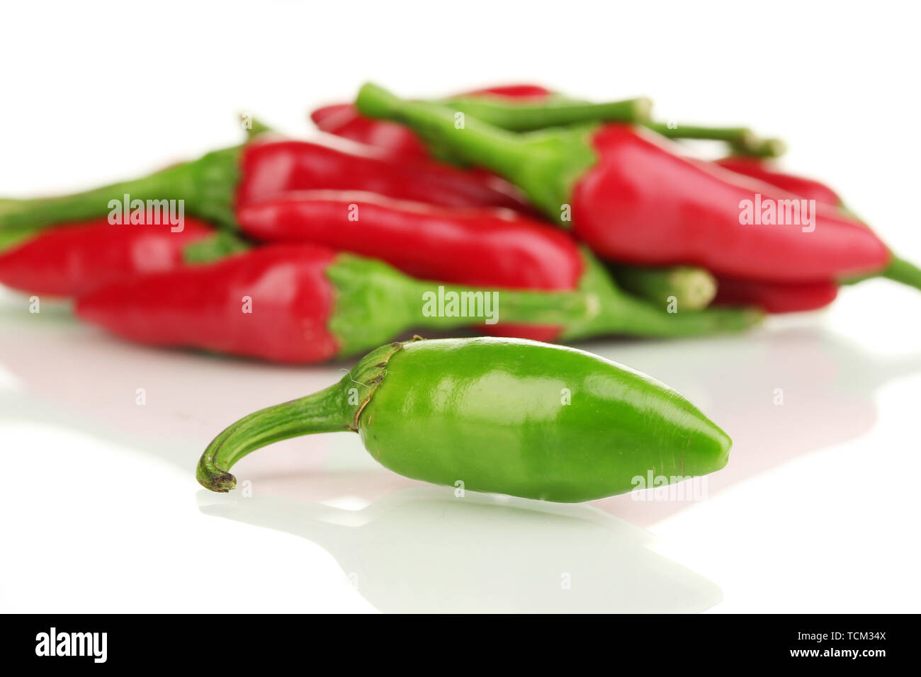 little hot peppers isolated on white Stock Photo - Alamy