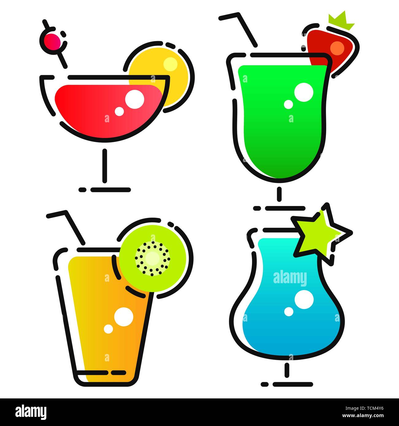 Vector Design Of Cocktail And Drink Logo. Set Of Cocktail And Ice Stock ...