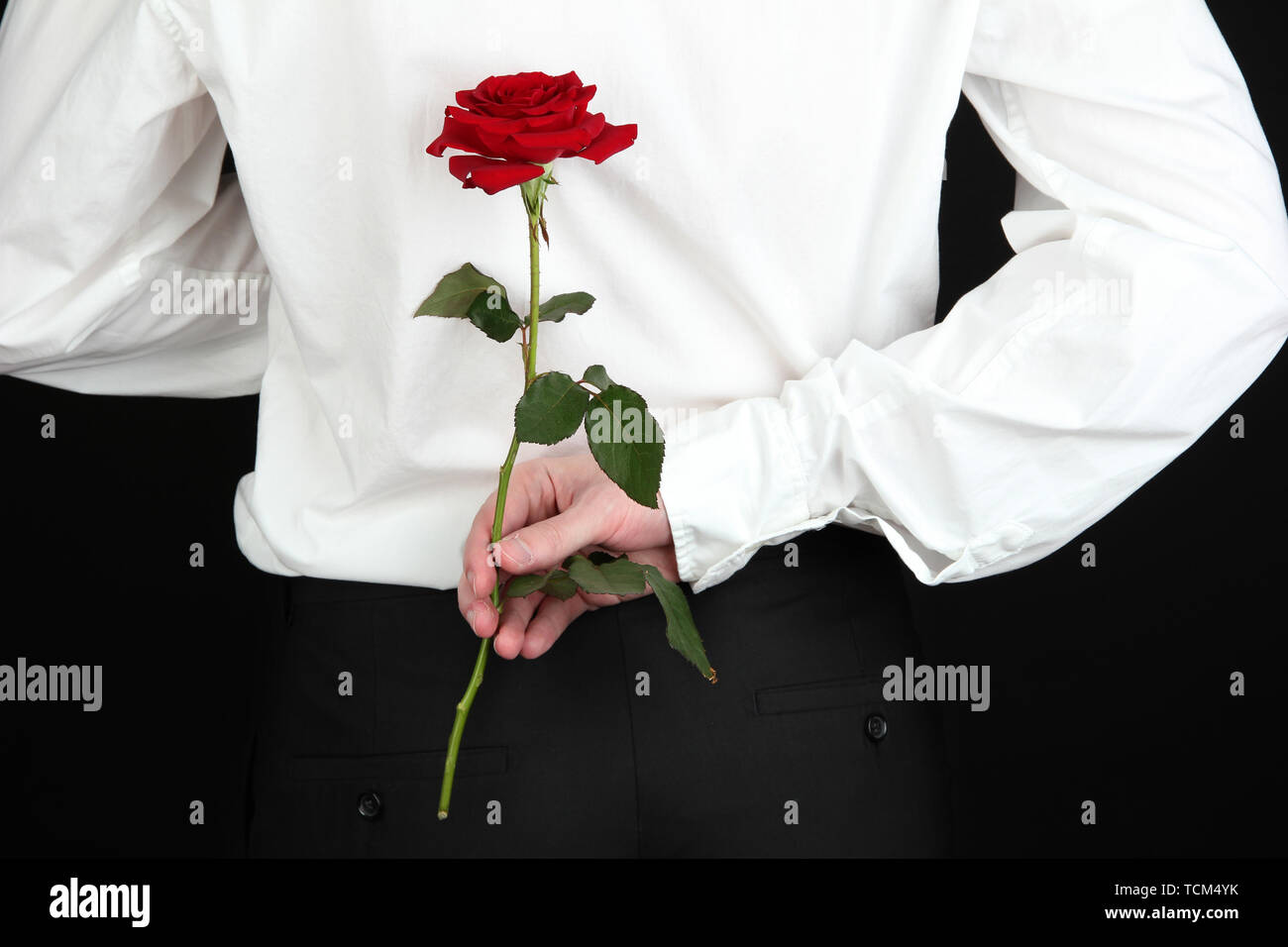 man holding rose close-up Stock Photo - Alamy