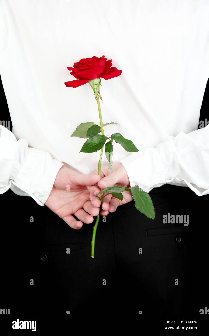 man holding rose close-up Stock Photo - Alamy