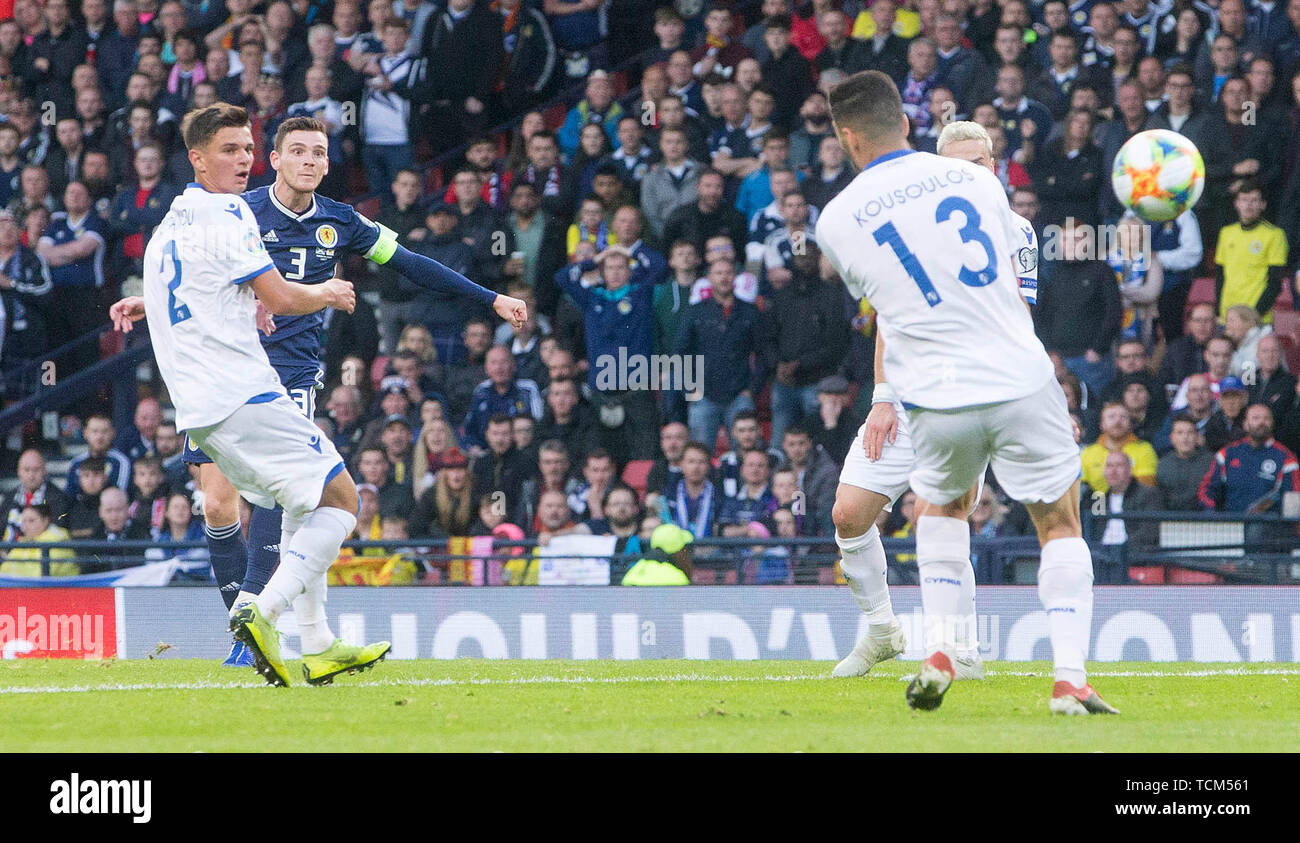 Scotland's Andy Robertson scores his side's opening goal during the ...