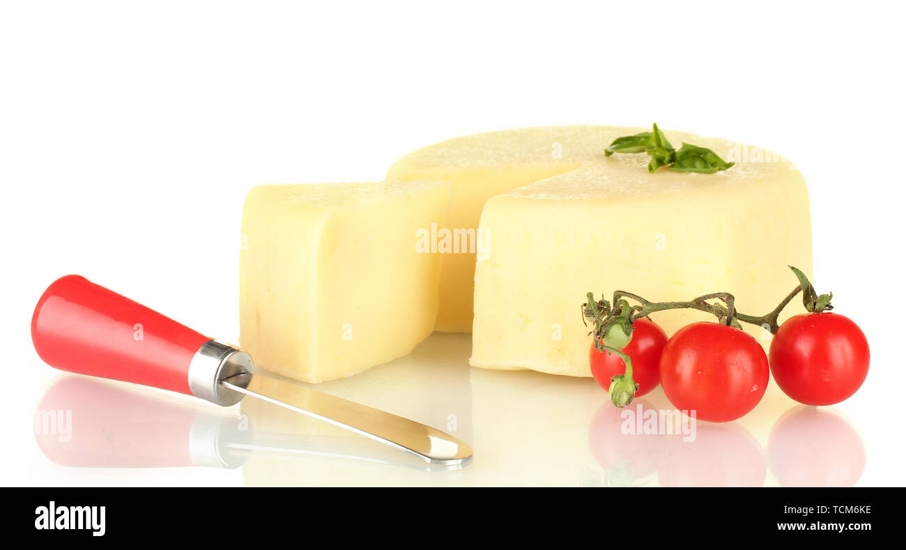 sliced mozzarella cheese with vegetables isolated on white Stock Photo ...