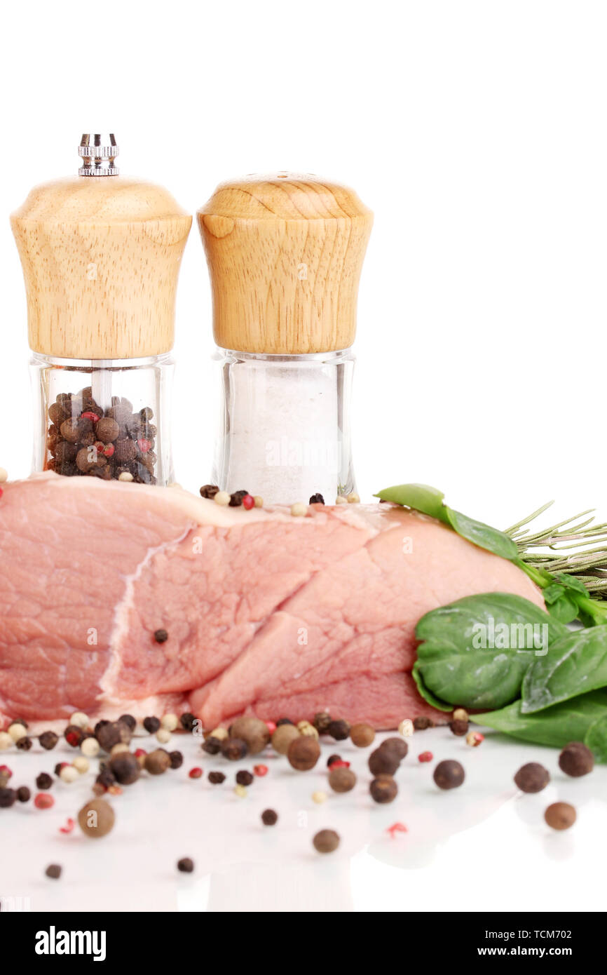 A large piece of pork marinated with herbs, spices and cooking oil ...