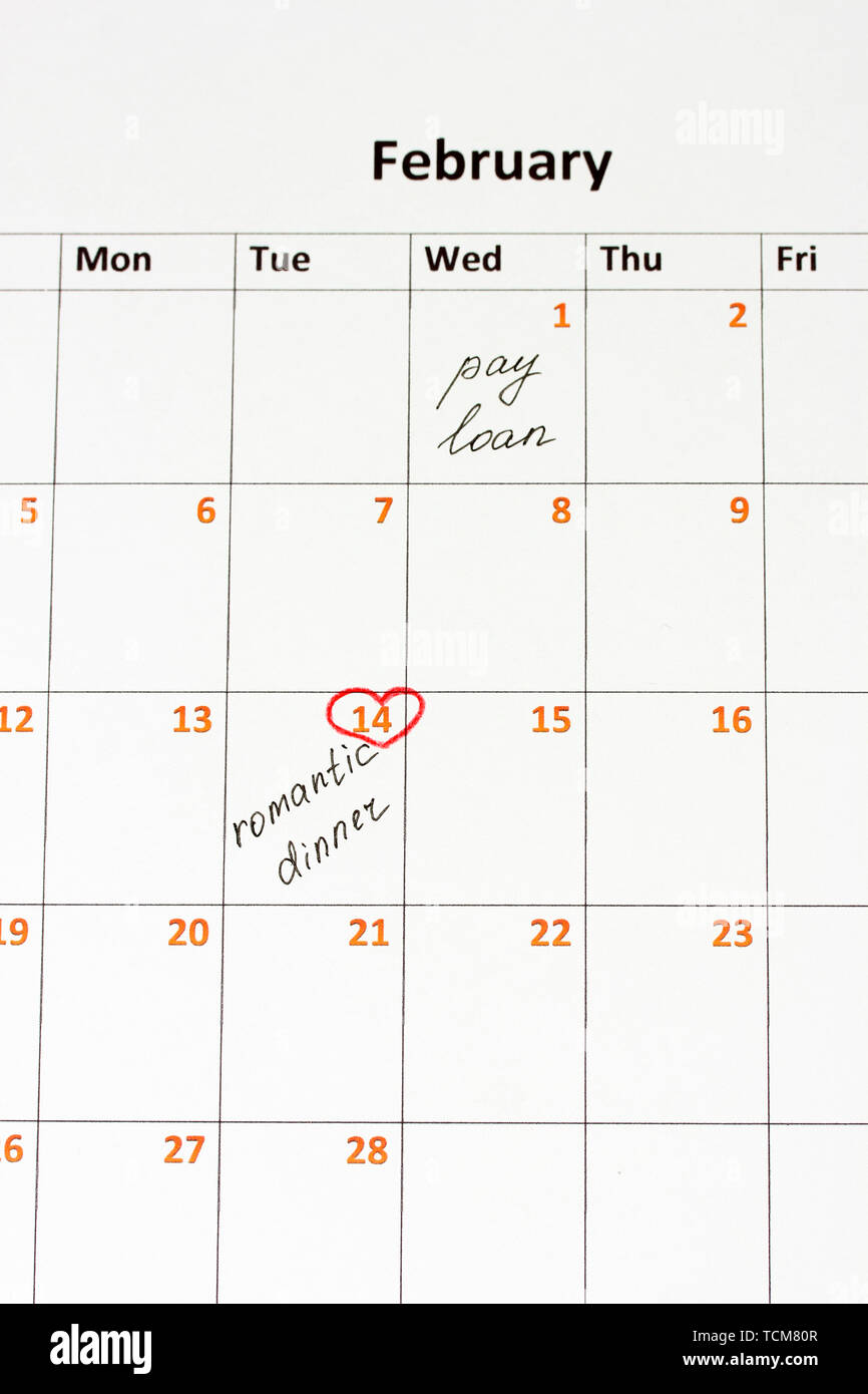 Notes on the calendar, close-up Stock Photo - Alamy