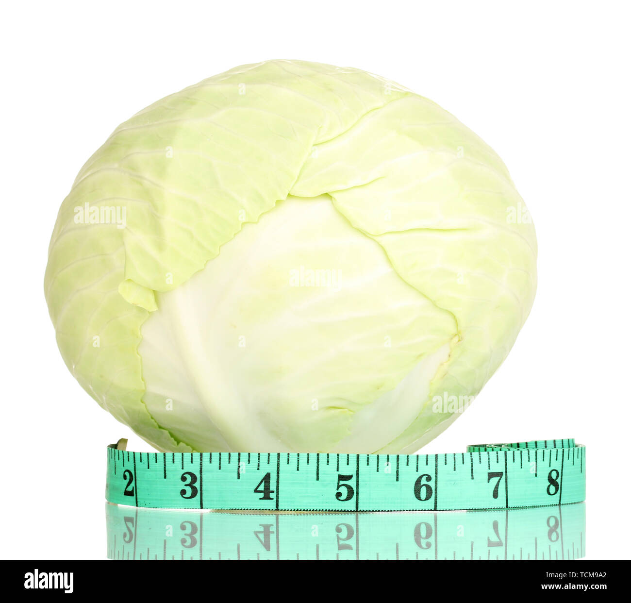 cabbage with measuring tape isolated on white Stock Photo - Alamy