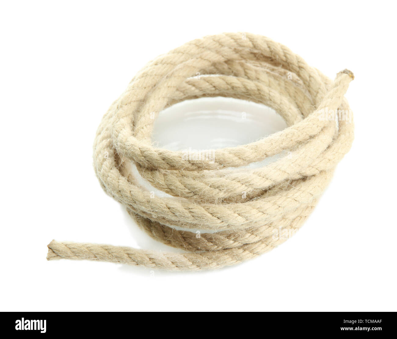 roll of rope, isolated on white Stock Photo - Alamy