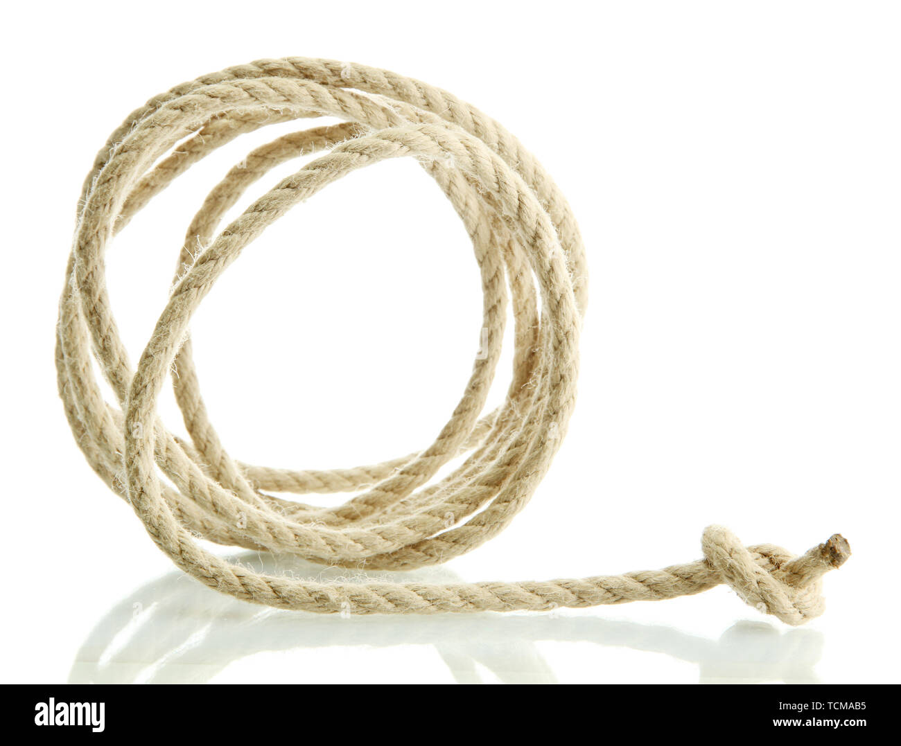 roll of rope with knot, isolated on white Stock Photo - Alamy