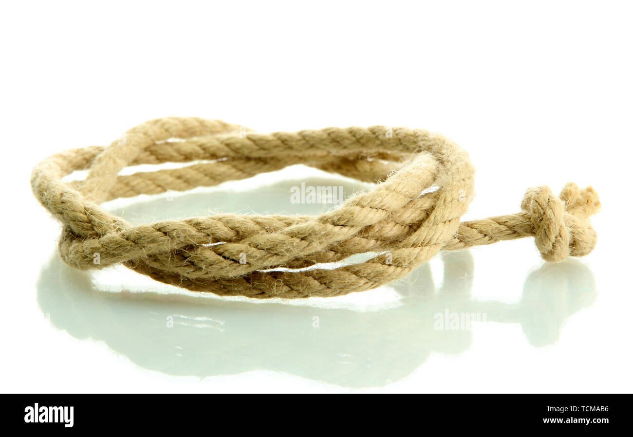 roll of rope with knot, isolated on white Stock Photo - Alamy