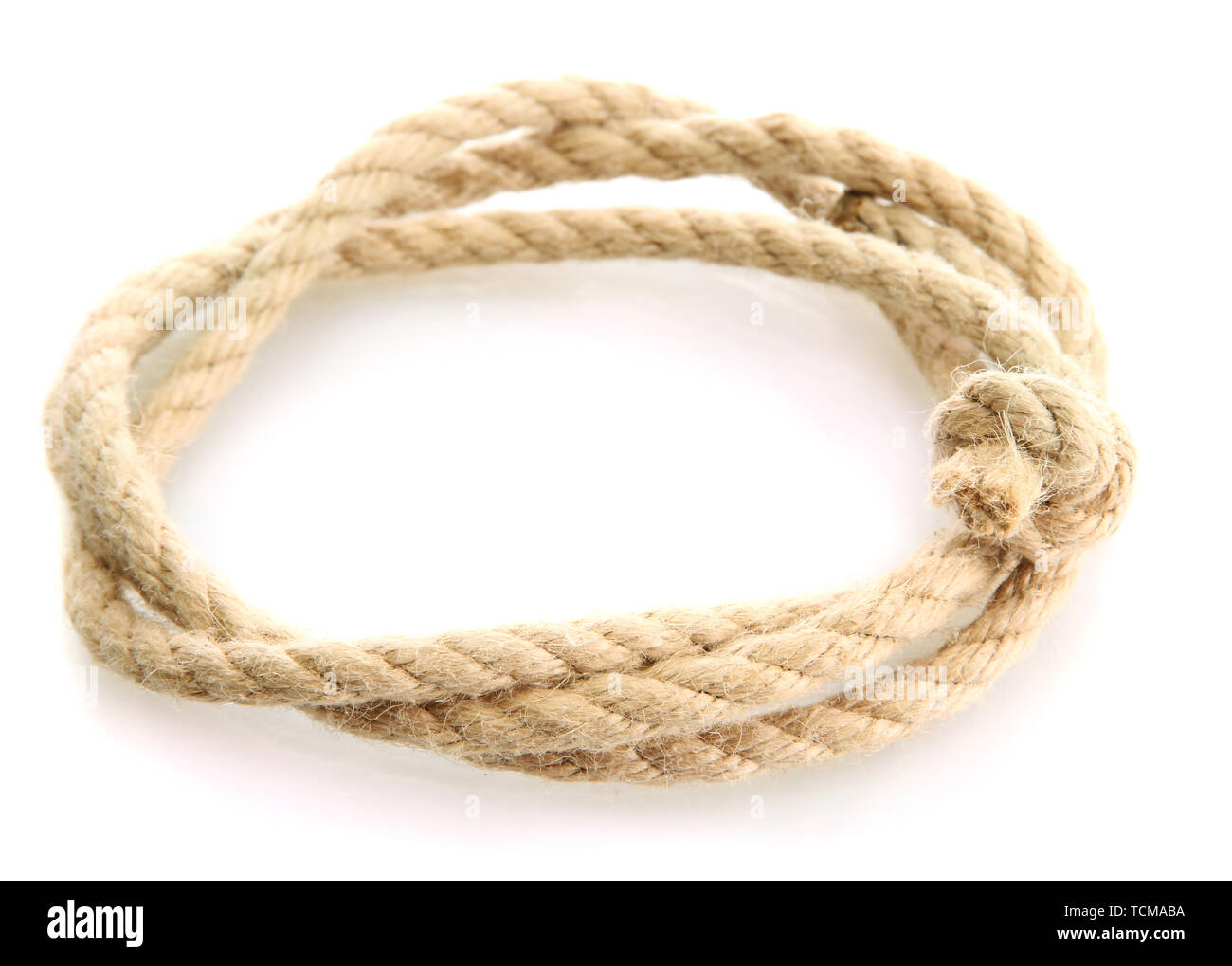 roll of rope with knot, isolated on white Stock Photo - Alamy