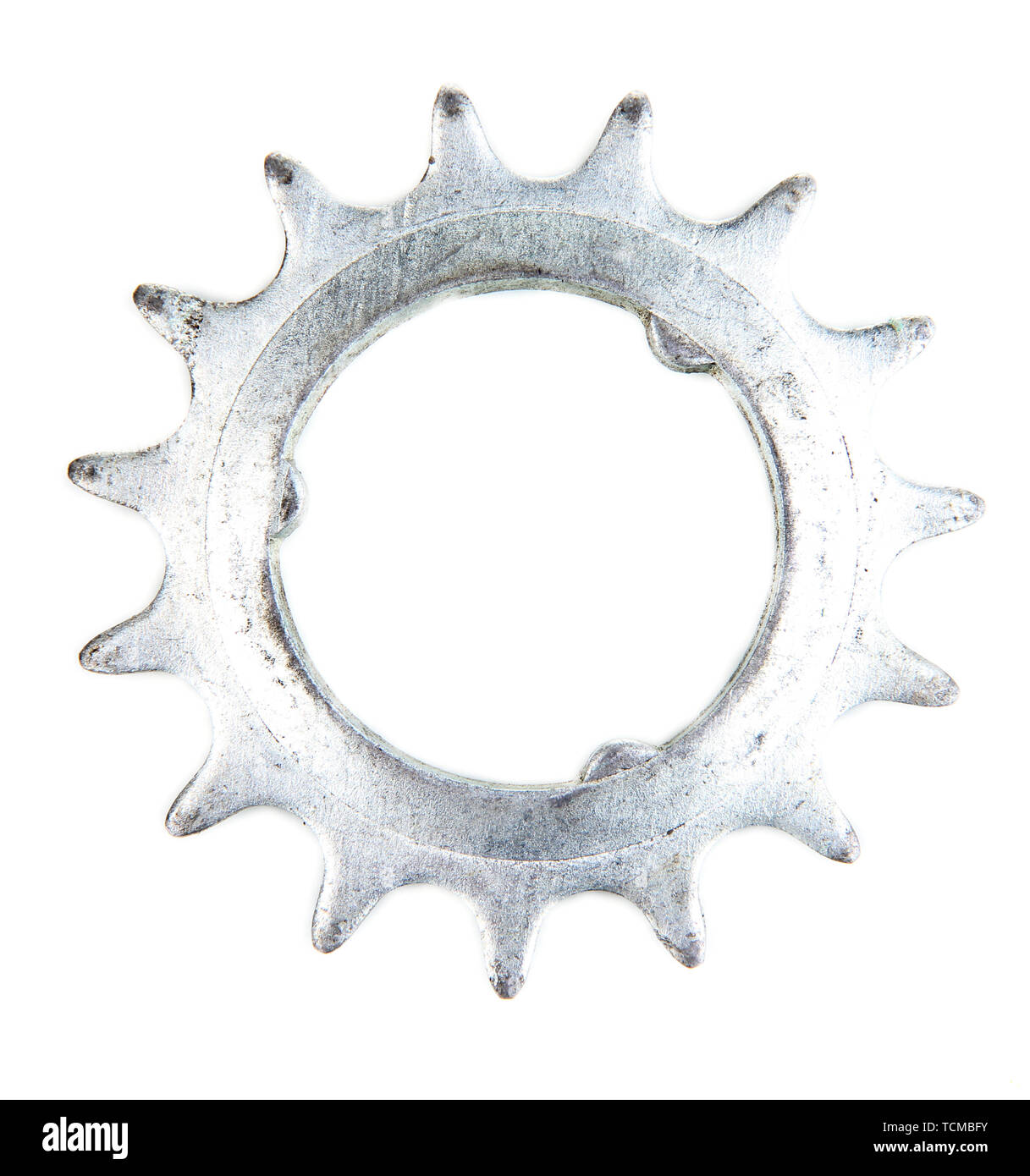 Metal cogwheel isolated on white Stock Photo - Alamy