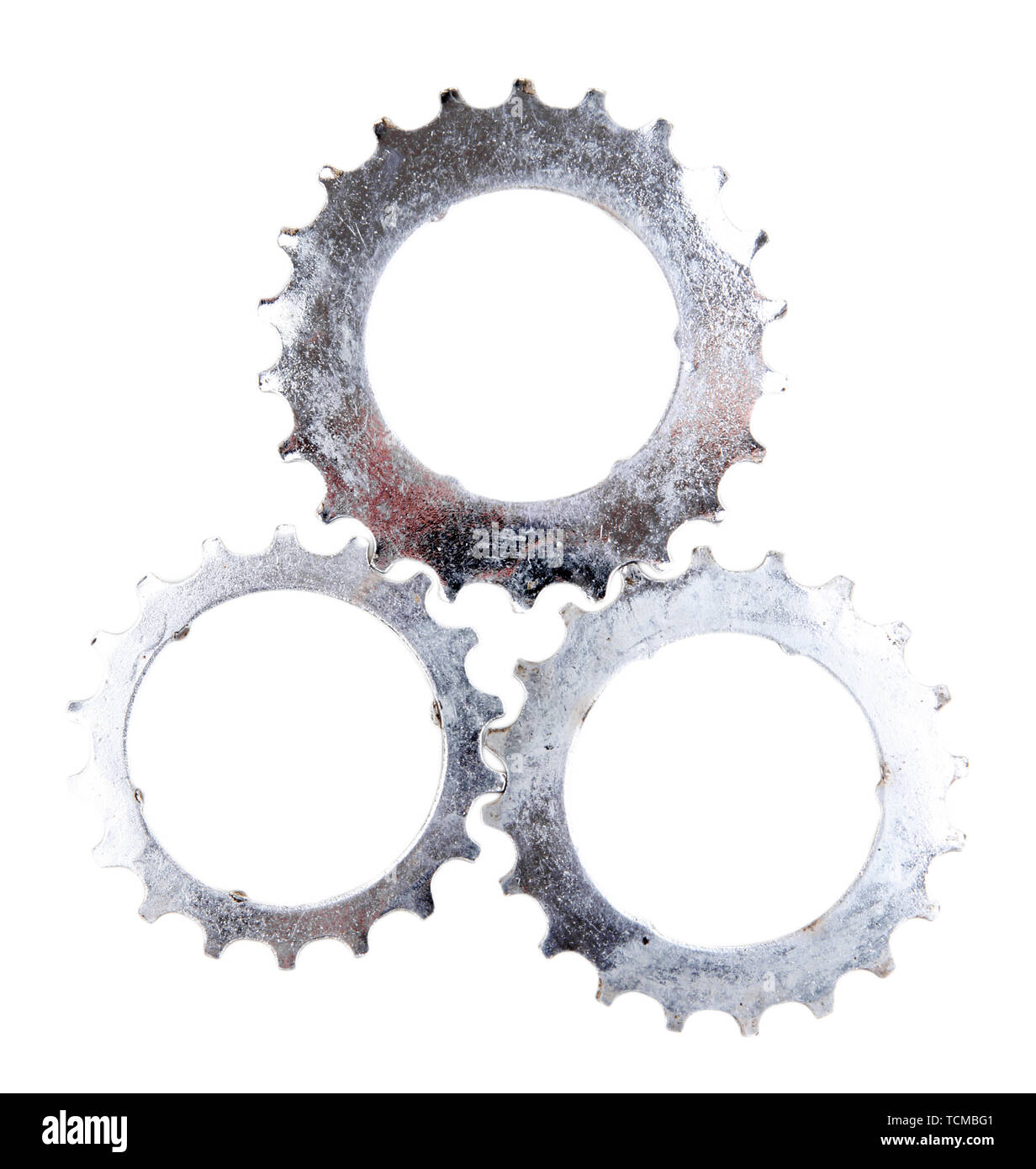 Metal cogwheels isolated on white Stock Photo - Alamy
