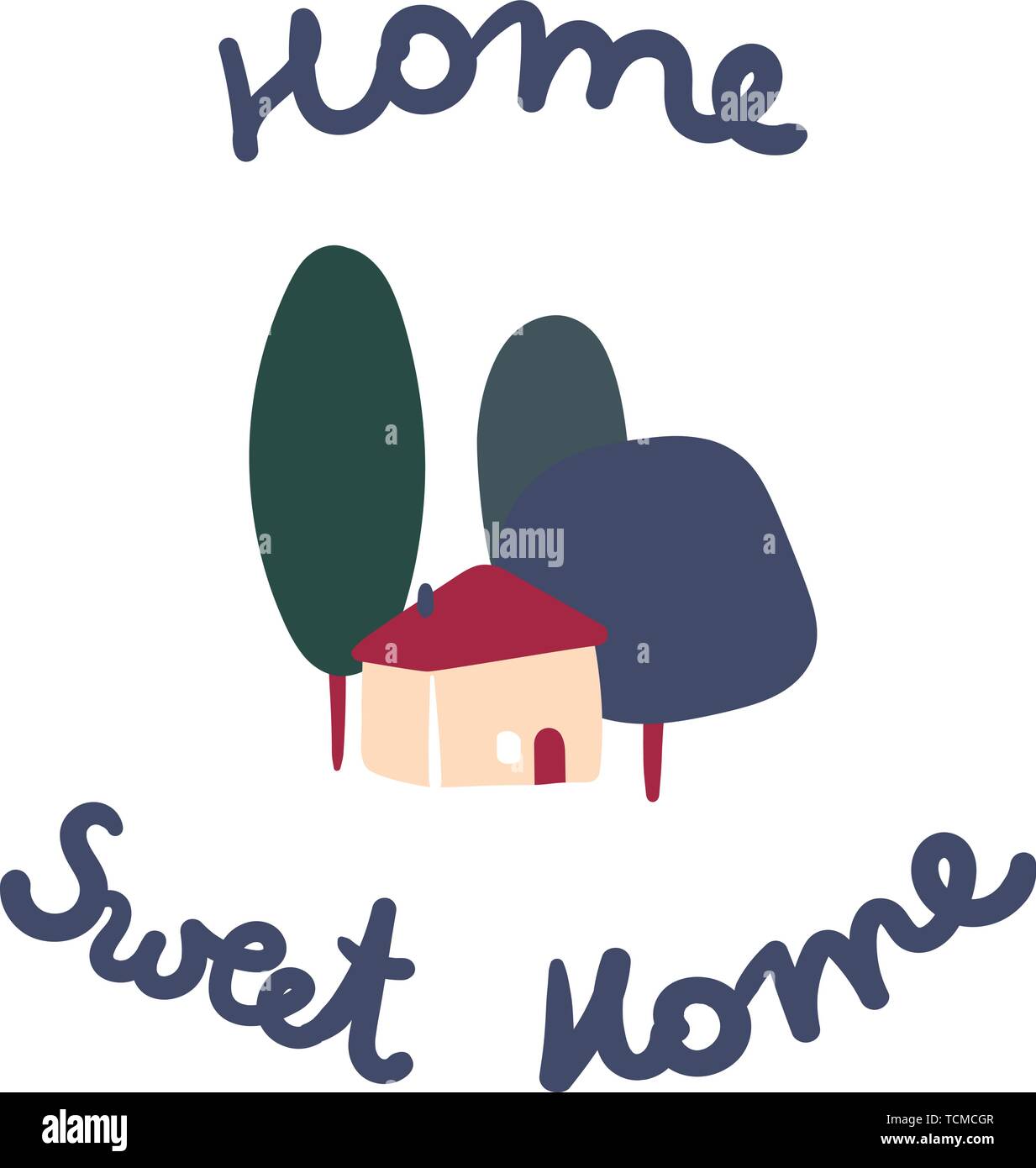 Home Sweet Home and trees, dormat or welcome sign Stock Vector Image ...