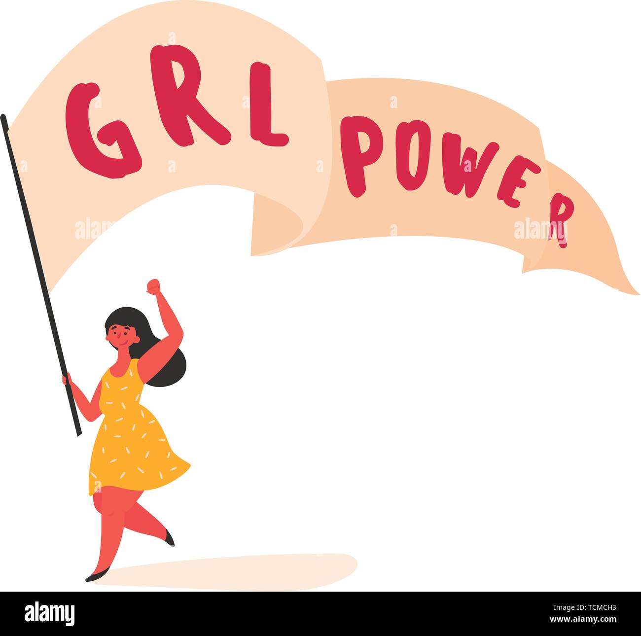 Woman with Girl grl power streamer.. Cutting ready Stock Vector Image ...
