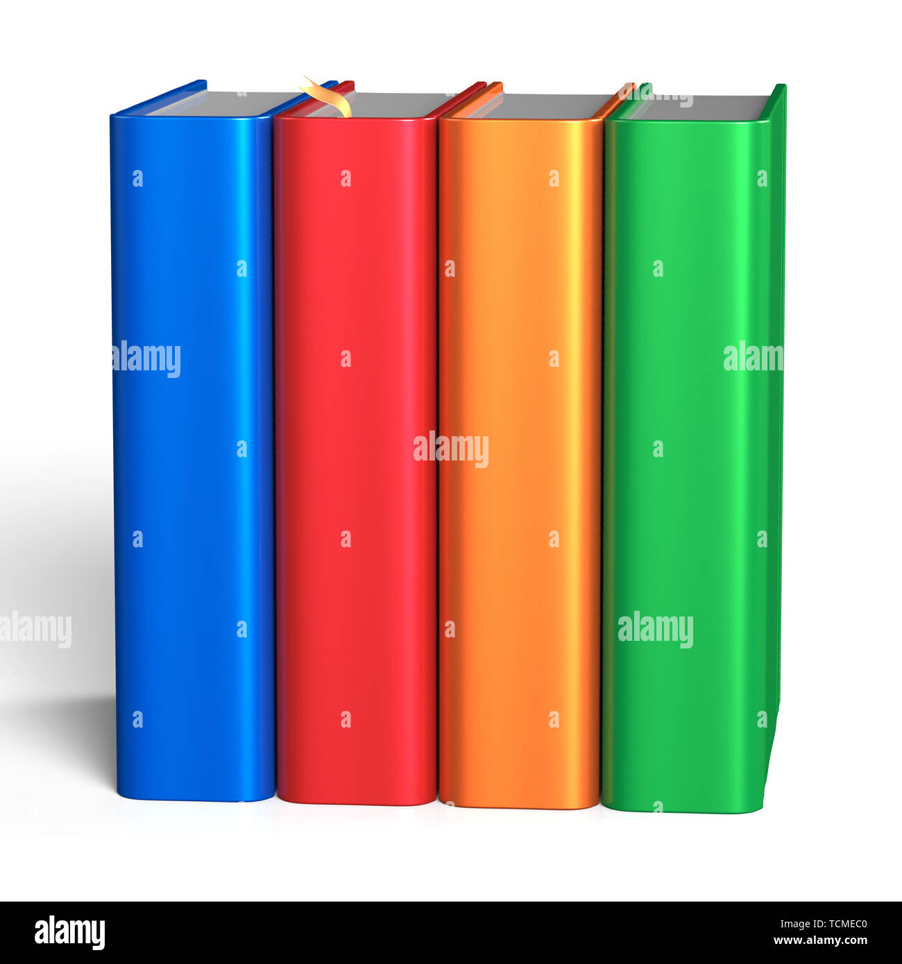 Books blank educational four textbook bookshelf bookcase row standing 4 ...