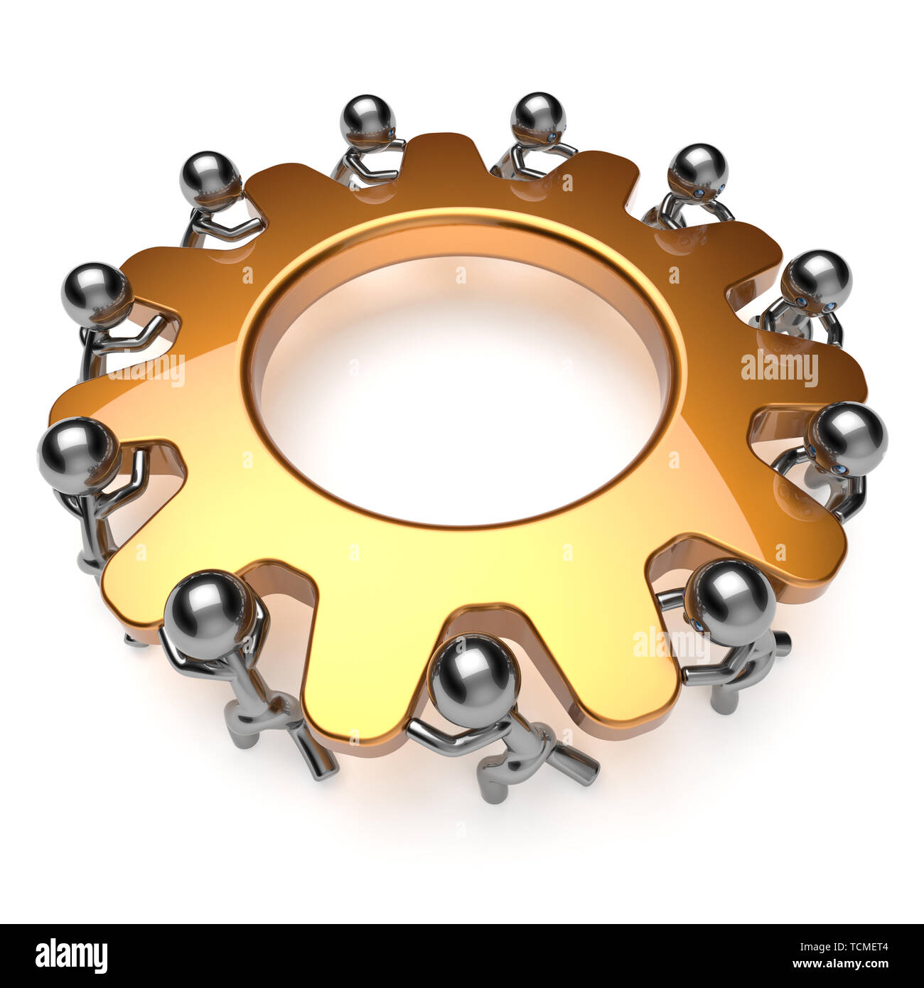 Teamwork unity partnership business process 11 workers turning gear ...