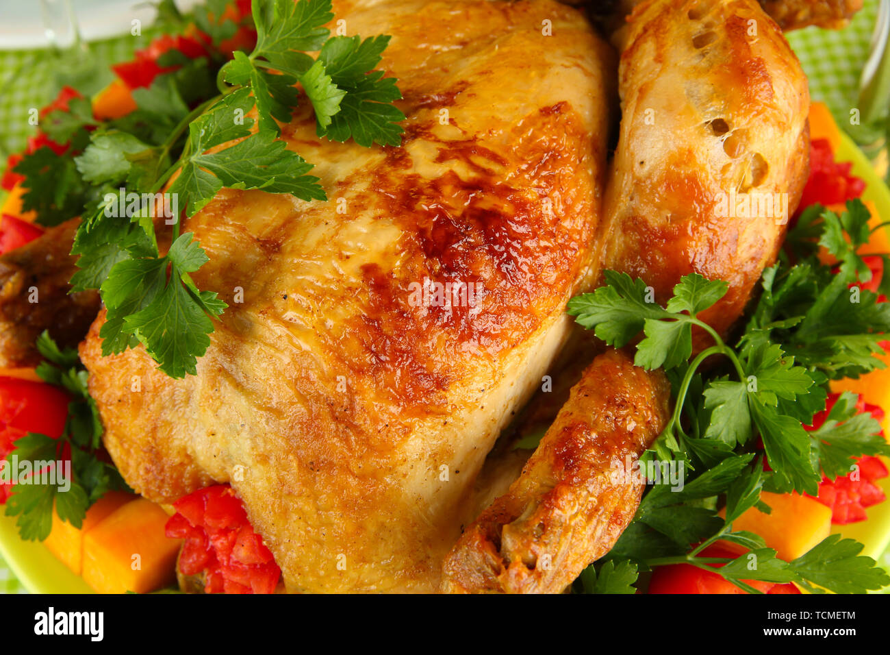 roasted chicken close-up. Thanksgiving Day Stock Photo - Alamy