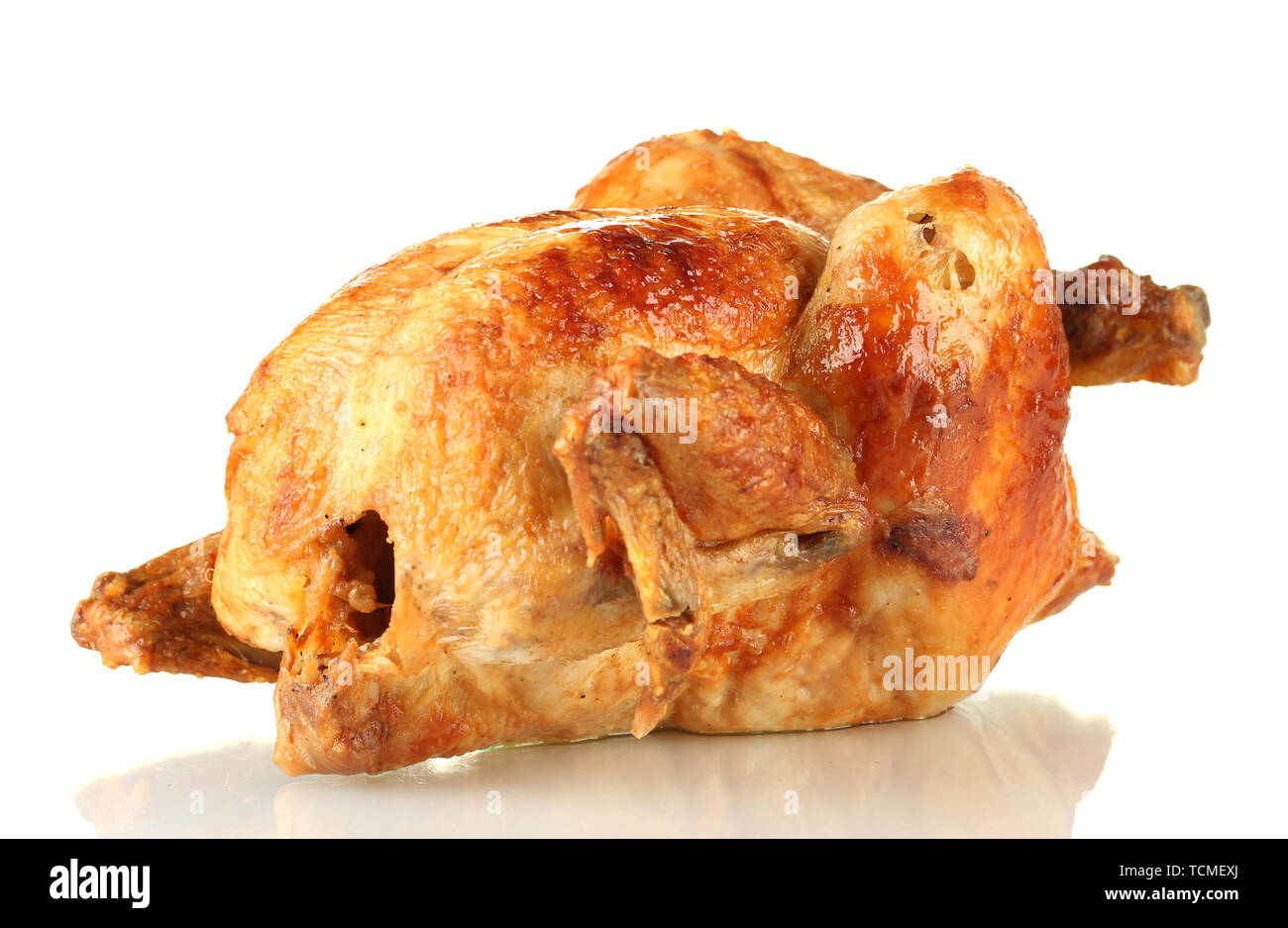 whole roasted chicken isolated on white Stock Photo - Alamy