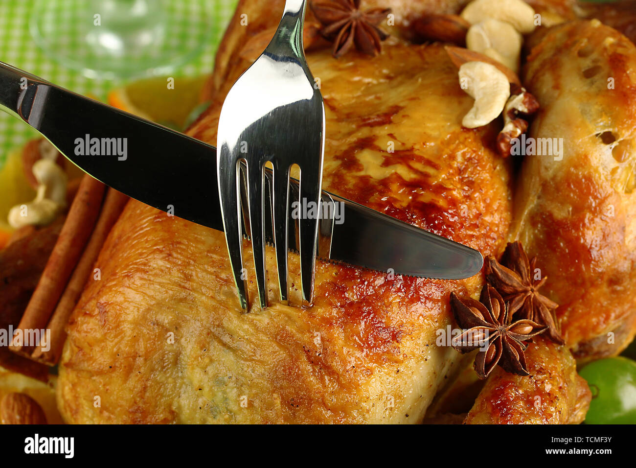 Cutting grill chicken knife fork hi-res stock photography and images ...