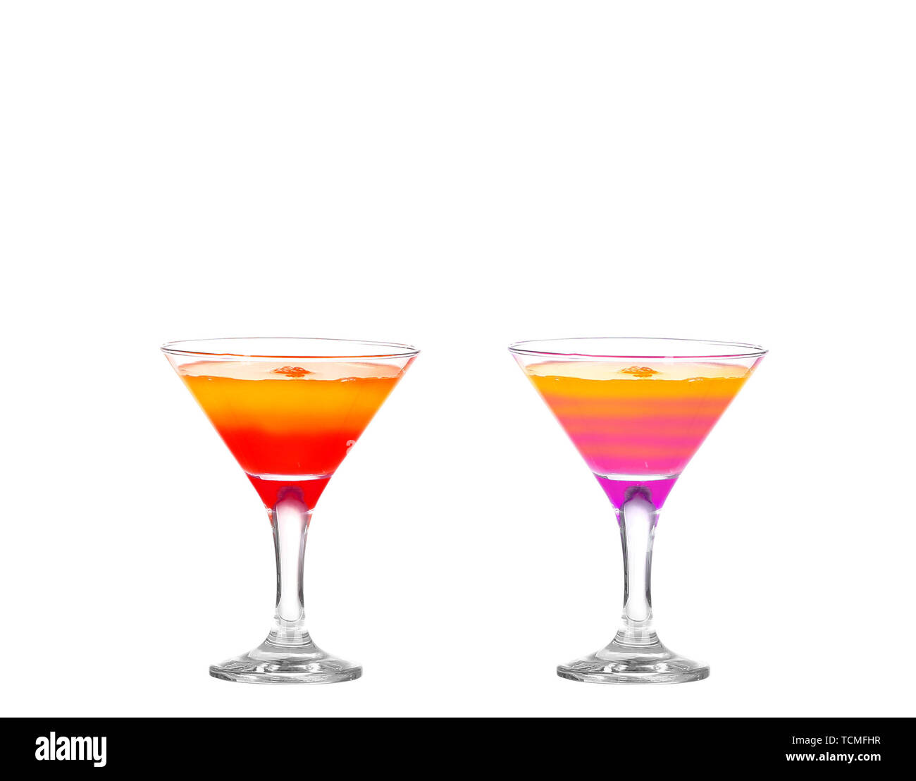 Two refreshing cocktail color isolate on white Stock Photo - Alamy
